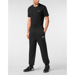 Jogginghose Plein Sport "Scratch", Herren, Gr. L, US-Größen, schwarz (02, schwarz), Obermaterial: 60% Baumwolle, 38% Polyester, 2% Elasthan, Hosen
