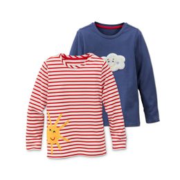 Tchibo - 2 Jersey-Langarmshirts - Baby - Gr. 86/92 - blau/print