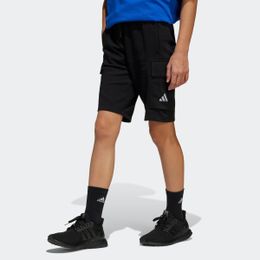 Shorts adidas Sportswear "J SL FT C SH", Jungen, Gr. 128, N-Gr, schwarz-wei&szlig; (schwarz, wei&szlig;), Obermaterial: 52% Baumwolle, 48% Polyester, Hosen Shorts