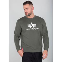 Sweatshirt Alpha Industries "Basic Sweater", Herren, Gr. L, grün (schwarz olive), angeraute Sweatware, Obermaterial: 80% Baumwolle, 20% Polyester, bedruckt, normal normal, Rundhals, Rippbündchen, Sweatshirts
