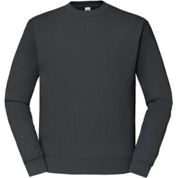 Sweatshirt Fruit of the Loom, Herren, Gr. L (52/54), grau (graphit), angeraute Sweatware, Obermaterial: 80% Baumwolle, 20% Polyester, unifarben, schmal hüftlang, Rundhals, Rippbündchen, Sweatshirts, im unifarbenen Design