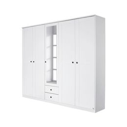 Rauch Kleiderschrank »Rosenheim« - 226x56x212cm - weiß - Holz / Glas / Metall