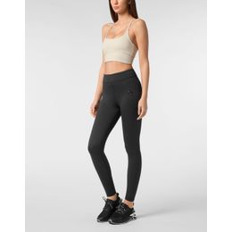 Leggings Plein Sport "Scratch", Damen, Gr. L, US-Größen, schwarz (02, schwarz), Obermaterial: 65% Polyamid, 35% Elasthan, Hosen