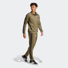 Trainingsanzug adidas Sportswear "M 3S TR TT TS", Herren, Gr. S, grün (olive strata), Obermaterial: 100% Polyester, Sportanzüge, Basic 3-Streifen Trikot