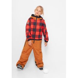 Schneeoverall WeeDo "TEDDYDO", Jungen, Gr. 104/116, leather braun rot checkerot, Obermaterial: 100% Polyester; Futter: 100% Polyester; Füllung: 100% Polyester; Ärmelfutter: 100% Polyamid, Overalls, Mitwachsender Schneeanzug