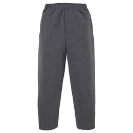 Sweathose Fruit of the Loom, Herren, Gr. XL (56/58), N-Gr, grau (anthrazit, meliert), angeraute Sweatware, Obermaterial: 60% Baumwolle, 40% Polyester, bequem lang, Hosen Sweathose, Open Leg Jogginghose