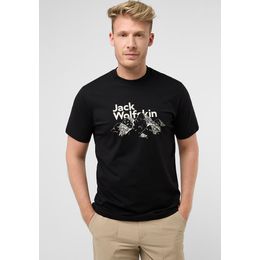 T-Shirt Jack Wolfskin "BERGBLICK T M", Herren, Gr. L (52), schwarz, Obermaterial: 100% Cotton organic; Kontrast: 100% Cotton organic, Shirts