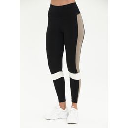 ENDURANCE ATHLECIA Trainingstights ATHLECIA "Comaya", Damen, Gr. 42, EURO-Größen, schwarz (schwarz, beige), 72% Nylon, 28% Elasthan, mehrfarbig, Hosen, mit praktischen Innentaschen