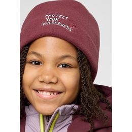 Beanie Jack Wolfskin "WILDERNESS BEANIE K", Jungen, Gr. M, lila (boysenberry), Hauptmaterial: 87% Polyester recycled, 13% Polyester; Futter: 100% Polyester, Mützen