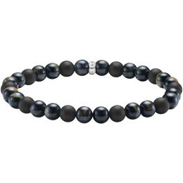 Armband Thomas Sabo "Talisman-Armband mit Beads" Gr. 21, bunt (silberfarben, schwarz, blau, schwarz, blau), Armbänder, Damen, 21, Silber 925 (Sterlingsilber), mit Obsidian, Tigerauge