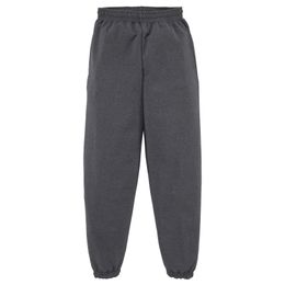 Sweathose Fruit of the Loom, Damen, Gr. XXL (60/62), N-Gr, grau (anthrazit, meliert), angeraute Sweatware, Obermaterial: 60% Baumwolle, 40% Polyester, bequem lang, Hosen Sweathose, aus Baumwollmischung