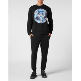 Sweatshirt Plein Sport "Carbon Tiger", Jungen, Gr. 4XL, 0207, schwarz, lightblau, Obermaterial: 88% Baumwolle, 12% Polyester, Sweatshirts