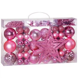 Casaria Weihnachtskugeln Rosa 66 tlg in matt glänzend & glitzernd