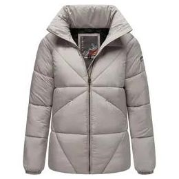 Steppjacke Navahoo "Schokolinaa 14", Damen, Gr. L (40), grau (hellgrau), Obermaterial: 100% Polyester; Innenfutter: 100% Polyester; Wattierung: 100% Polyester; &Auml;rmelfutter: 100% Polyester, oversize h&uuml;ftlang, hoch geschlossener Ausschnitt, eng Rippstrickb&uuml;ndchen, Jacken Steppjacke, Winterjacke mit modischer Steppung & hohem Kragen