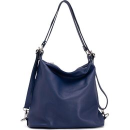Anna Morellini Leder-Schultertasche "Ylenia" in Dunkelblau - (B)39 x (H)30 x (T)16 cm - 75% | Damen-taschen