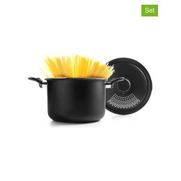 Ibili 2tlg. Set: Pasta-Kochtopf in Schwarz - Ø 22 cm - 16% | Kochgeschirr