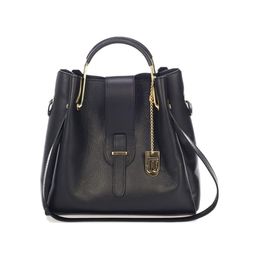 Lucca Baldi Leder-Henkeltasche "Vinci" in Schwarz - (B)33 x (H)28 x (T)13 cm - 75% | Damen-taschen