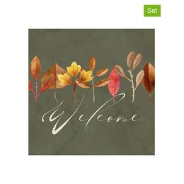 PPD 2er-Set: Servietten ''Welcome Leaves'' in Khaki/ Orange - 2x 20 Stück - 25% |