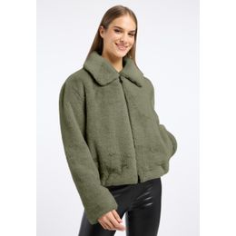 Frieda & Freddies New York Blouson FRIEDA & FREDDIES "Fake Fur Jacket / Xavy", Damen, Gr. 38, moos, 100% Polyester, unifarben, regular fit, hoch geschlossener Ausschnitt, Jacken