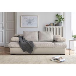 Schlafsofa Collection AB "Chicago, B: 200 cm, Liegefl. 146x200 cm", beige, B:200cm T:95cm, 100%Polyester, Sofas, Schlafsofa, mit Bettfunktion, Bettkasten & 2 Armlehnenkissen, Federkern, Topseller
