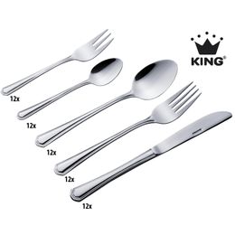 Besteck-Set King "»Düsseldorf«", edelstahlfarben, 60 Stk., Edelstahl 18/0, Essbesteck-Sets, Besteck im zeitlosen Design