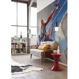 Kindertapete Komar "Marvel Spider-Man Spider Web Shooting", blau, B:400m H:250m, Vlies, Tapeten