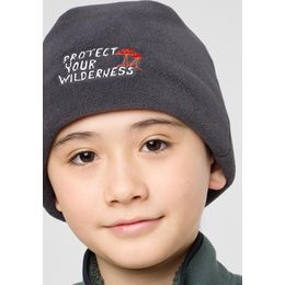 Beanie Jack Wolfskin "WILDERNESS BEANIE K", Jungen, Gr. M, grau (phantom), Hauptmaterial: 87% Polyester recycled, 13% Polyester; Futter: 100% Polyester, Mützen