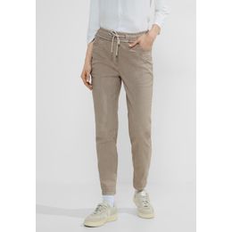 Jogger Pants Cecil, Damen, Gr. XXL, Länge 28, beige (simply beige), Web, 68% Baumwolle, 27% Polyester, 5% Elasthan, unifarben, gerade lang, Hosen, Middle Waist