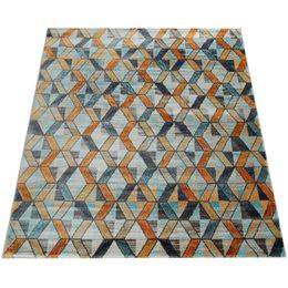 Teppich Paco Home "Jazz 701", bunt (mehrfarbig), B:60cm H:14mm L:100cm, Polypropylen (PP), Teppiche, Teppich, Kurzflor, modernes geometrisches Design und Used-Look