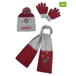 Harry Potter 3tlg. Winteraccessoires-Set "Harry Potter" in Grau/ Rot - 86% | Größe 52 cm | Kindermuetzen