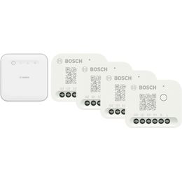 Bosch Smart-Home Starter-Set "Beschattung 1x Controller II & 4x Licht-/Rollladensteuerung", weiß (weiß, silber), B:10cm H:10cm T:2,9cm, Smart-Home-Stationen