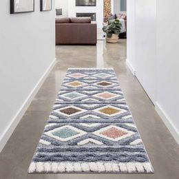 Hochflor-Teppich Carpet City "Focus 3382", bunt (mehrfarbig), B:80cm H:20mm L:300cm, Polypropylen, Teppiche, Boho-Teppich, Hochtief-Muster/ 3D-Effekt, für Wohnzimmer, Schlafzimmer