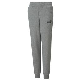 Trainingshose Puma "ESS LOGO PANTS FL CL B", Jungen, Gr. 140, N-Gr, grau (medium gray heather), Fleece, Obermaterial: 66% Baumwolle, 34% Polyester, unifarben, regular fit normal, Hosen