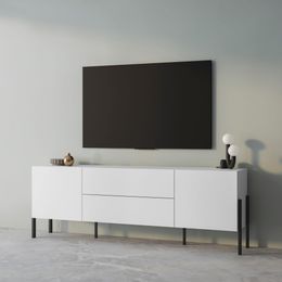 Lowboard Inosign "Jukon,Breite 200 cm, moderne grifflose TV-Kommode,2 Türen/2 Schubladen", weiß (weiß matt), B:200cm H:70cm T:40cm, Sideboards, TV-Schrank mit viel Stauraum, TV-Board, push-to-open-Funktion