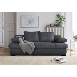 Schlafsofa Collection AB "Chicago, B: 200 cm, Liegefl. 146x200 cm", grau (anthrazit), B:200cm T:95cm, 100%Polyester, Sofas, Schlafsofa, mit Bettfunktion, Bettkasten & 2 Armlehnenkissen, Federkern, Topseller