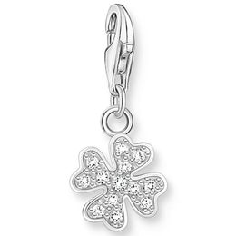 Thomas Sabo Charm-Einhänger »Kleeblatt« mit Zirkonia (synth.) silberfarben-weiß + weiß Klassischer Charm-Anhänger mit Kleeblattmotiv