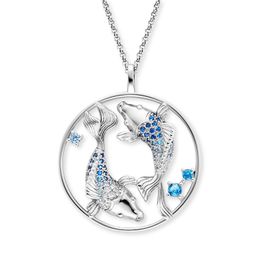 Engelsrufer Kette mit Anh&auml;nger &raquo;Yin Yang Fisch&laquo; Made in Germany - mit Zirkonia (synth.) silberfarben-kristallwei&szlig;-aquablau-blau-hellblau...