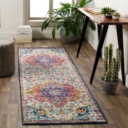 Teppich LIVABLISS "RABAT", bunt, B:80cm H:8mm L:230cm, Kunstfaser, Teppiche, Vintage Orientteppich, Kurzflor Boho Wohnzimmerteppich, Läufer