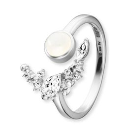 Engelsrufer Fingerring »Moonlight« mit Mondstein und Zirkonia silberfarben-weiß-kristallweiß 2 g Ring mit Moon & Cosmo Symbol - Schutzsymbol für...