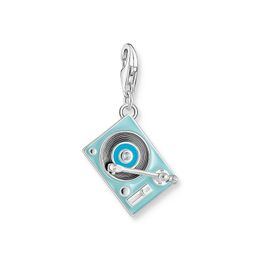Thomas Sabo Charm-Einhänger »Plattenspieler-Motiv« mit Zirkonia (synth.) silberfarben-blau-türkis-schwarz-kristallweiß + kristallweiß Charm...