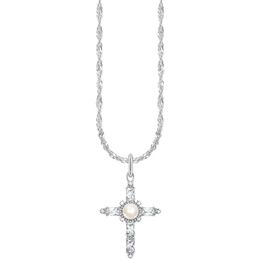 Thomas Sabo Kette mit Anhänger »Cross Romance« mit Zirkonia (synth.) - mit Süßwasserzuchtperle silberfarben-weiß 45 Kette mit Kreuzanhänger Cross...