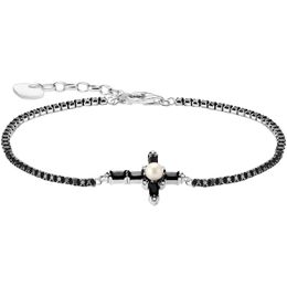 Thomas Sabo Armband »Kreuz Cross Romance« mit Zirkonia (synth.) - mit Süßwasserzuchtperle silberfarben-weiß-schwarz + weiß-schwarz 19 Armband mit...