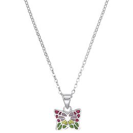 Amor Kette mit Anhänger »Colorful Butterfly« silberfarben Zuckersüße Halskette mit Schmetterlings-Motiv für Mädchen