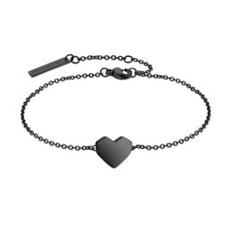 Armband Liebeskind Berlin "Schmuck Edelstahl Armkette Urban Heart Herz", schwarz, Armbänder, Damen, 21cm, Edelstahl