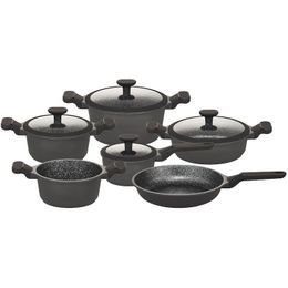 Hanseatic Topf-Set »Black Edition, mit langlebiger VITAFLON GRANIT Antihaft-Versiegelung« Set, 10 Stk. tlg. Aluminiumguss schwarz