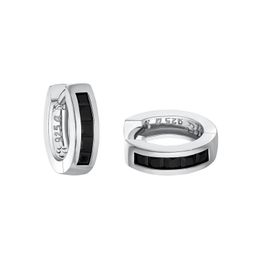 Amor Damen Paar Creolen &raquo;Black Hoops&laquo; mit Zirkonia (synth.) silber