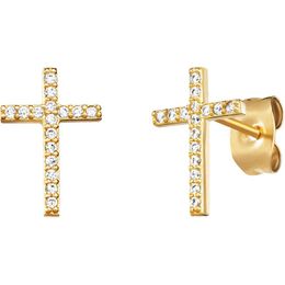 Engelsrufer Damen Paar Ohrstecker &raquo;Kreuz&laquo; Made in Germany - mit Zirkonia (synth.) gold