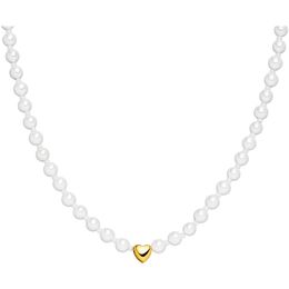 PURELEI Perlenkette »Schmuck Geschenk Lovely Herz« mit Muschelperle gelbgoldfarben-weiß Die Lovely Kette mit Perlen-Mix trägt einen Herzanhänger in...