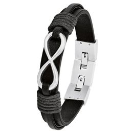 s.Oliver Lederarmband »Hauptkollektion - Infinity/Unendlichkeitsschleife« edelstahlfarben-schwarz 22 cm Angesagtes Armband für Männer