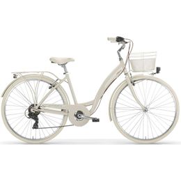 MBM Cityrad &raquo;NEW Primavera&laquo; 6 Gang Shimano TY300 Schaltwerk Kettenschaltung f&uuml;r Damen, Kettenschaltung beige+natur